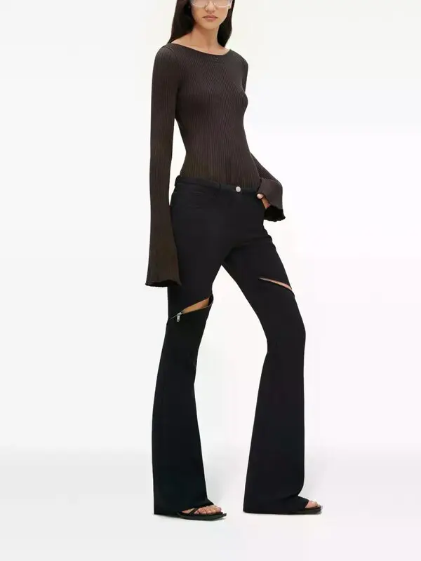 COURREGES Ellipse Low-rise Twill Flared Trousers