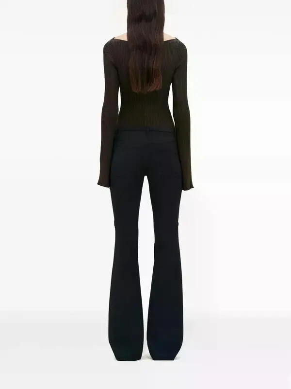 COURREGES Ellipse Low-rise Twill Flared Trousers