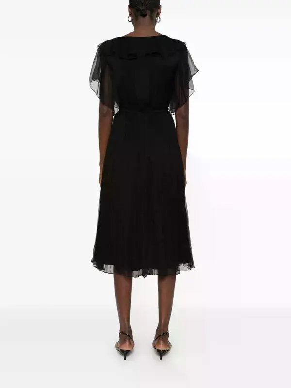 NISSA Floral-appliqué Silk Midi Dress