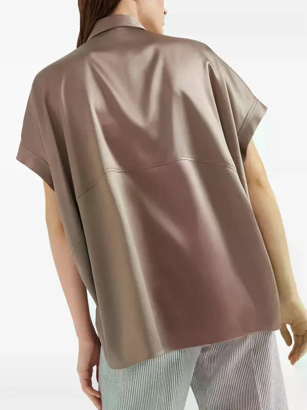 Brunello Cucinelli Monili Embellished Silk Shirt - Neutrals