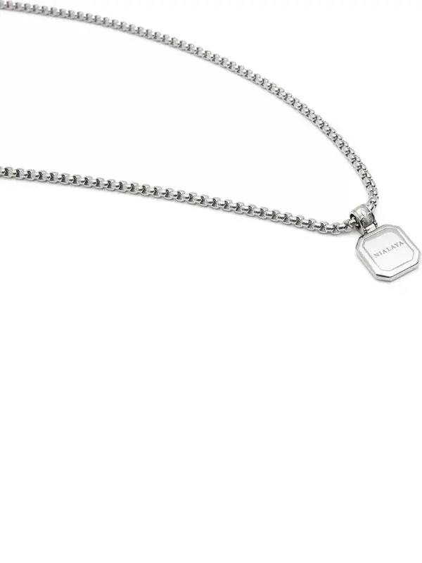 NIALAYA JEWELRY Square Onyx Pendant Chain Necklace