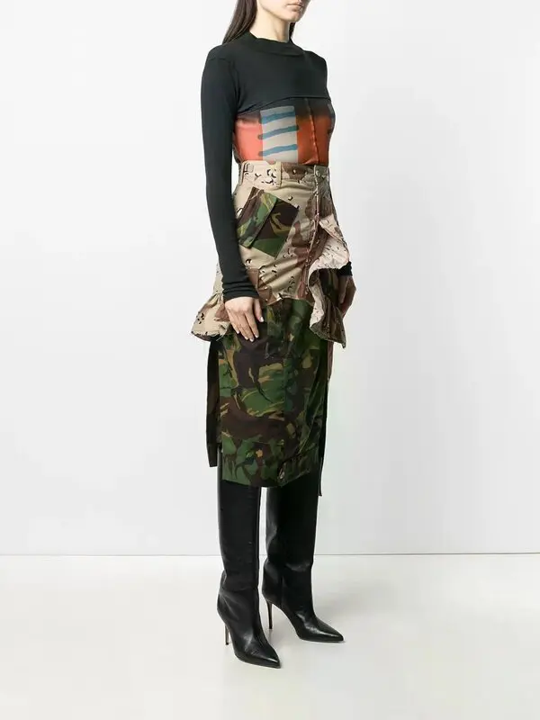 PREEN BY THORNTON BREGAZZI Patchwork Camouflage Pencil Skirt