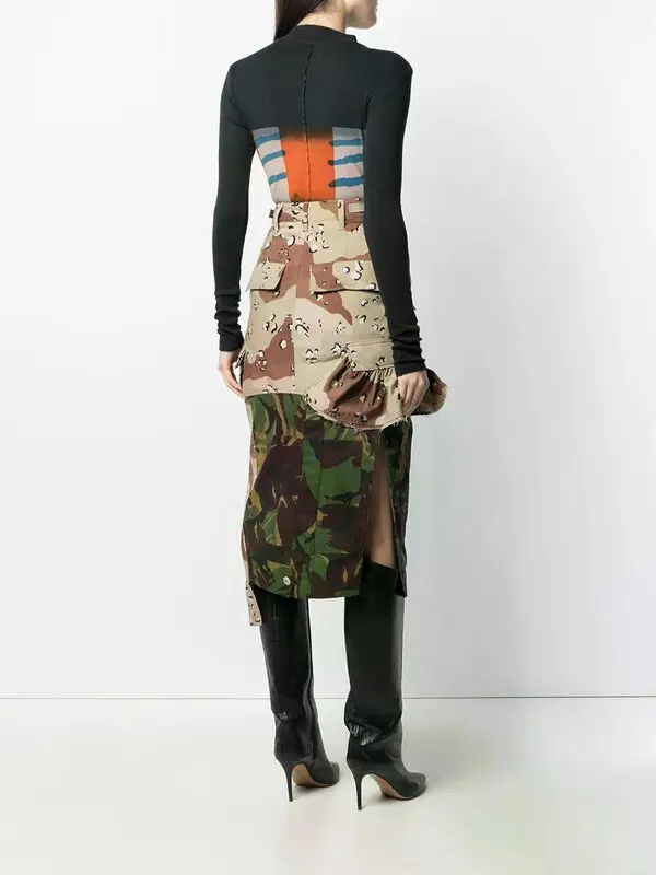 PREEN BY THORNTON BREGAZZI Patchwork Camouflage Pencil Skirt