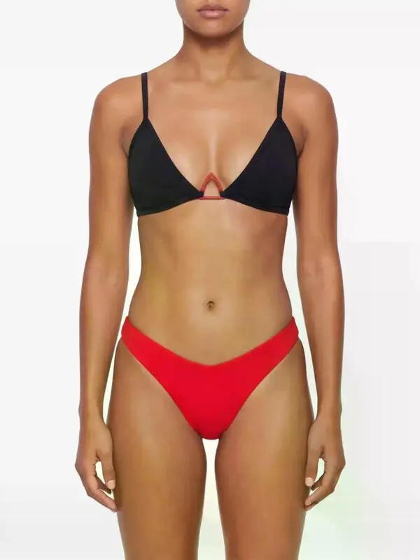 LET'S SWIM Signature Shark Tooth Hardware Bikini Top - Black