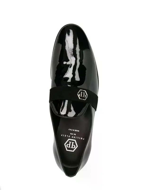 Philipp Plein Hexagon Plaque Patent Leather Loafers