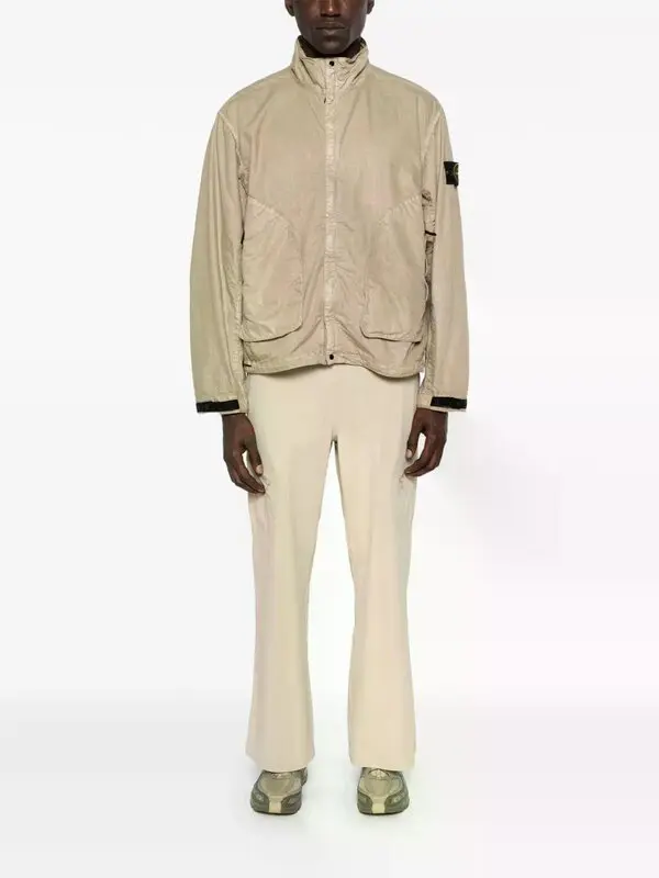 Stone Island Zip-fastening Jacket With Compass Motif - Neutrals