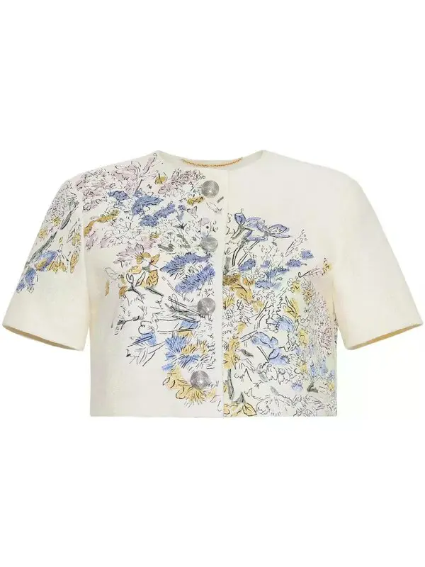 Adam Lippes Embroidered Cropped Jacket - Neutrals