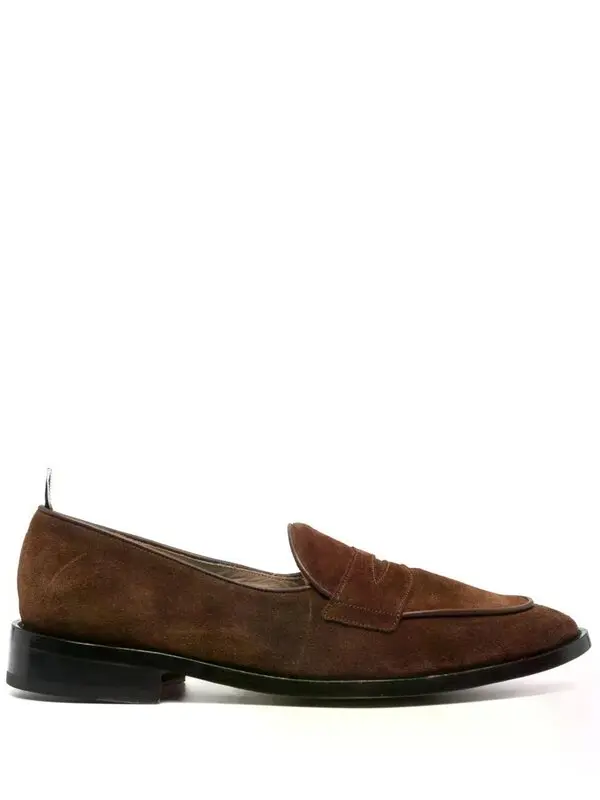 Thom Browne Varsity Suede Penny Loafers - Brown