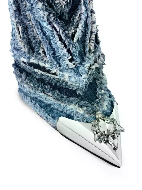 Philipp Plein High Stiletto Denim Boots