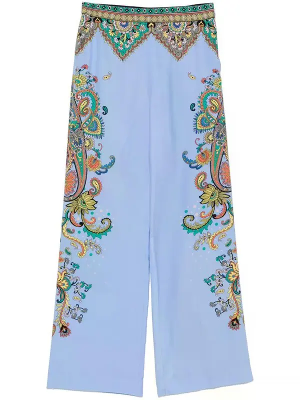 Etro Paisley Print Silk Trousers