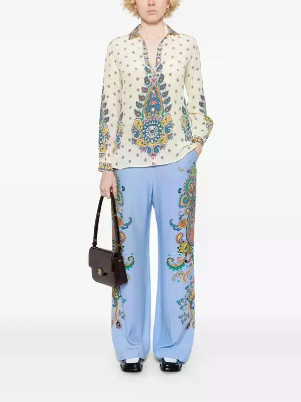 Etro Paisley Print Silk Trousers