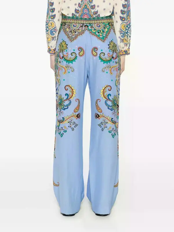 Etro Paisley Print Silk Trousers