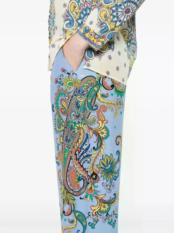 Etro Paisley Print Silk Trousers