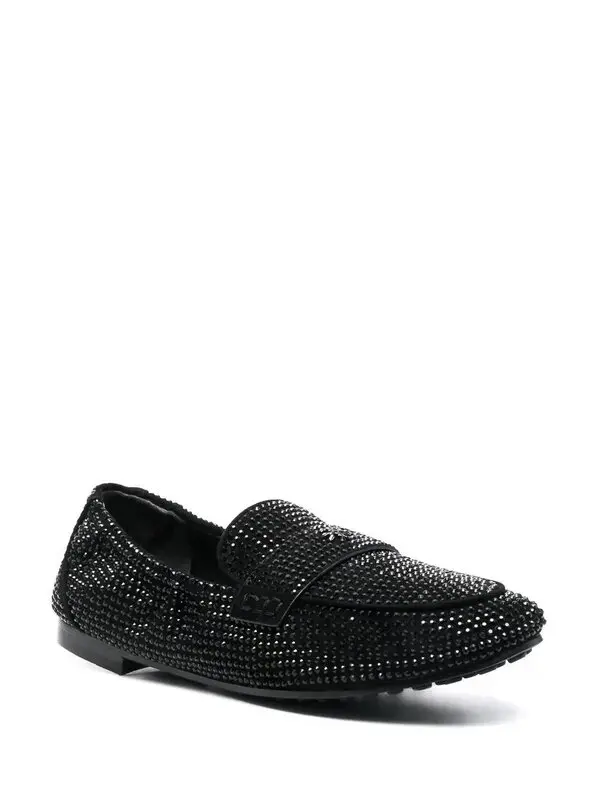 Tory Burch Calf Suede Crystal Embellished Ballet Loafers