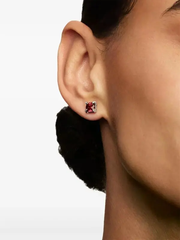David Yurman Sterling Silver Petite Châtelaine Rhodalite Garnet And Diamond Stud Earrings - Red