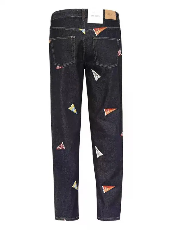 LES DEUX Straight-leg Jeans With Pennant Print