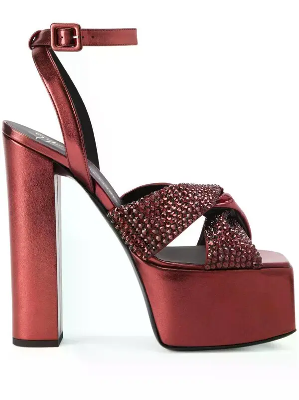 GIUSEPPE ZANOTTI Embellished Platform Sandals - Red