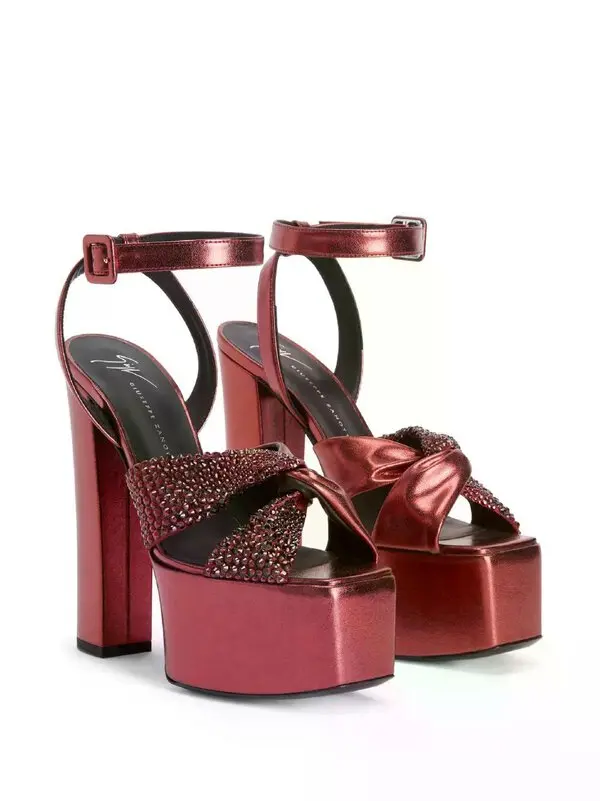 GIUSEPPE ZANOTTI Embellished Platform Sandals - Red