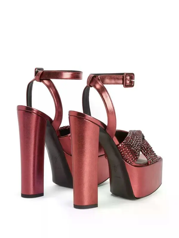 GIUSEPPE ZANOTTI Embellished Platform Sandals - Red