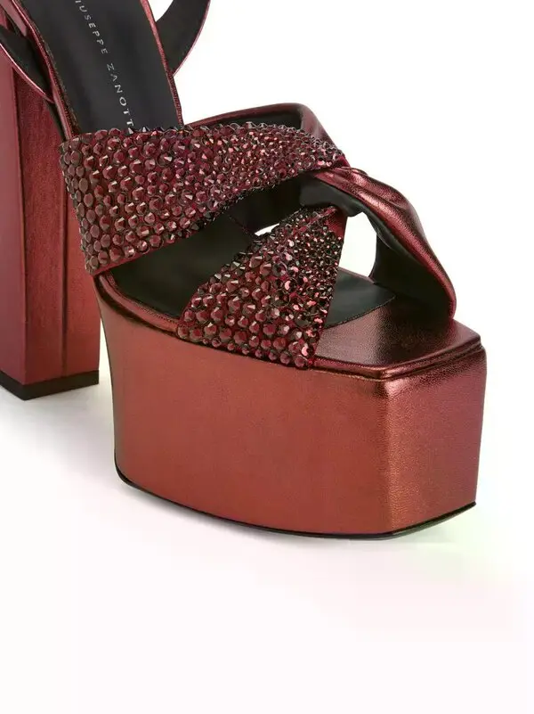 GIUSEPPE ZANOTTI Embellished Platform Sandals - Red