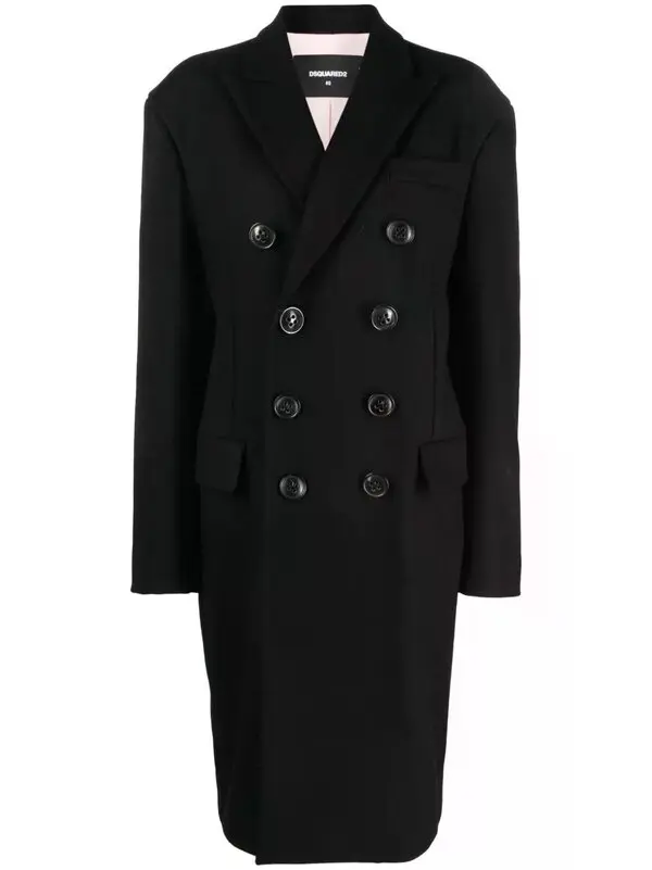 Dsquared2 Double-breasted Virgin Wool Blend Coat