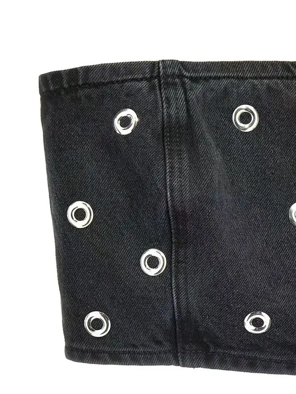 ROTATE BY BIRGER CHRISTENSEN Studded Denim Corset Top
