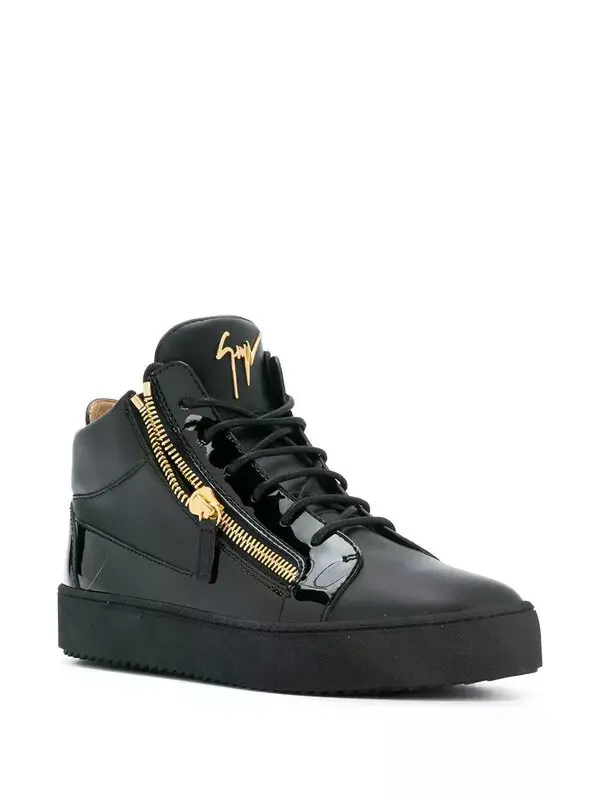 GIUSEPPE ZANOTTI Kriss Leather Mid-top Sneakers - Black