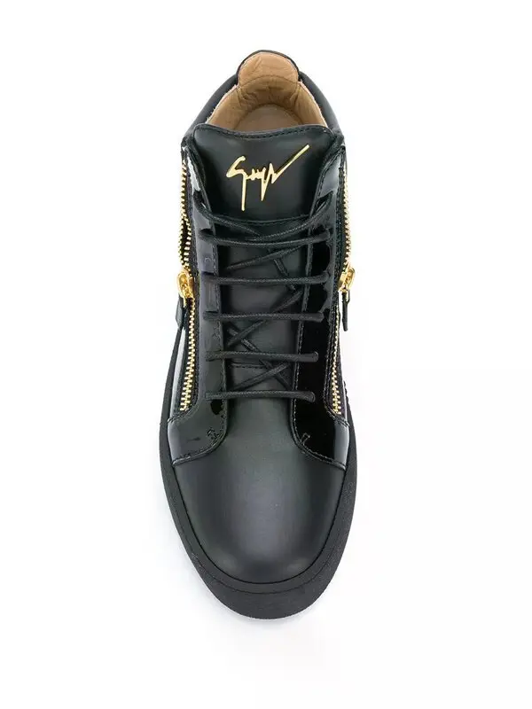GIUSEPPE ZANOTTI Kriss Leather Mid-top Sneakers - Black