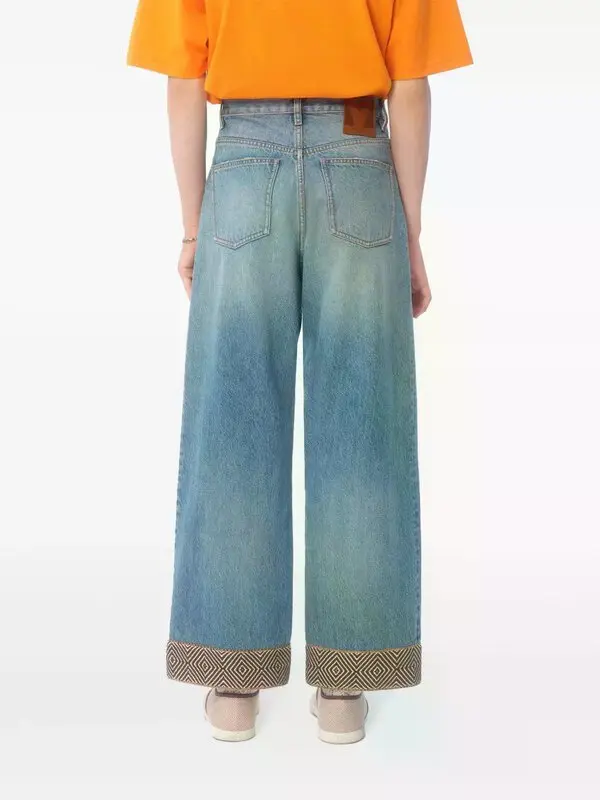 Valentino Garavani Wide-leg Jeans With Jacquard Hem