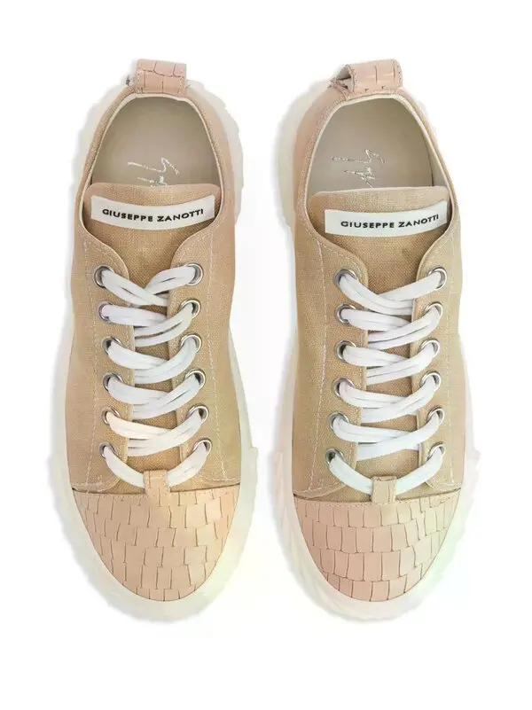 GIUSEPPE ZANOTTI Beige Leather Panelled Sneakers - Neutrals
