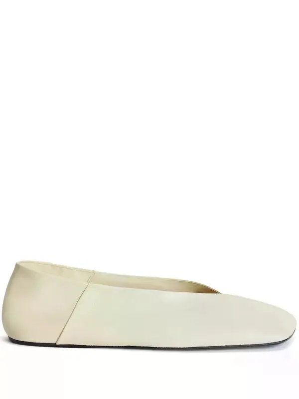 JIL SANDER Off-white Calf Leather Ballerina Flats - Neutrals