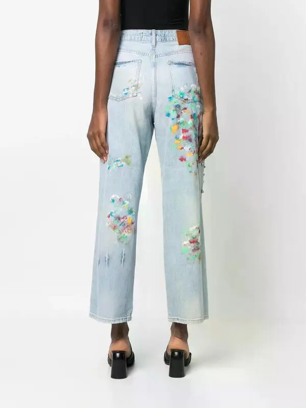 Philipp Plein Cropped Rhinestone-embellished Jeans