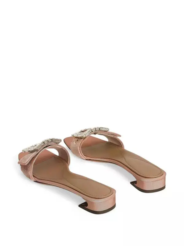 Dolce & Gabbana Crystal-buckle Low Block Heel Sandals - Pink