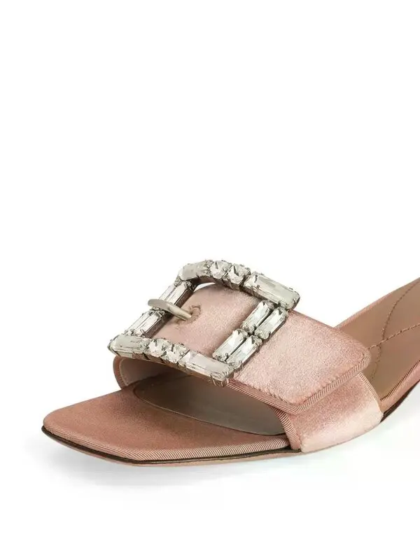 Dolce & Gabbana Crystal-buckle Low Block Heel Sandals - Pink