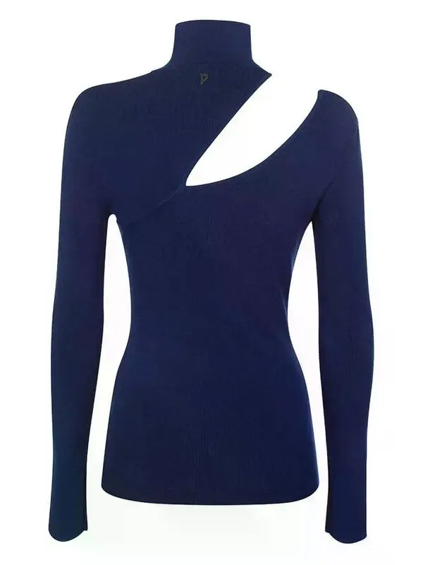 DONDUP Cut-out Detailed High Neck Top With Long Sleeves - Blue
