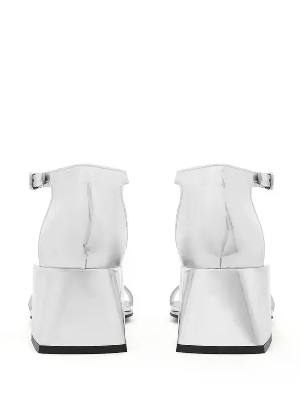 COURREGES Double Buckle Leather Sandals - Silver