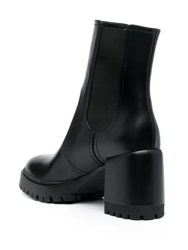 Casadei Nancy Leather Block-heel Boots - Black