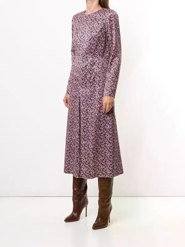 Goen.j Floral-print Flared Panel Midi Dress
