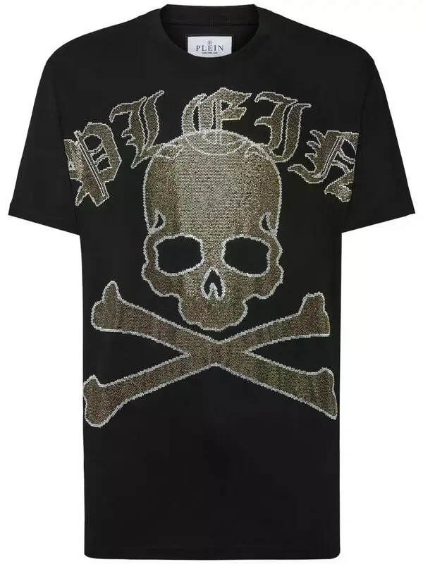 Philipp Plein Gothic Plein Strass Cotton T-shirt - Black