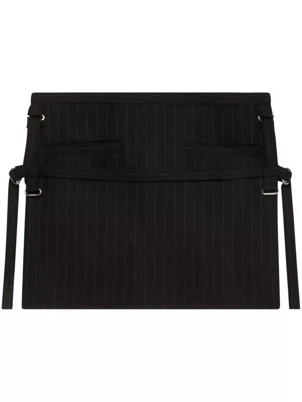 COURREGES Virgin Wool Pinstriped Mini Skirt