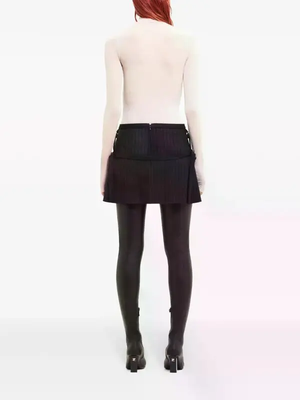 COURREGES Virgin Wool Pinstriped Mini Skirt