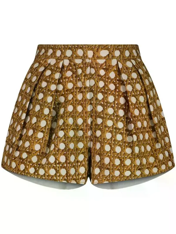 Giambattista Valli Vienna Straw Pleated Shorts - Brown
