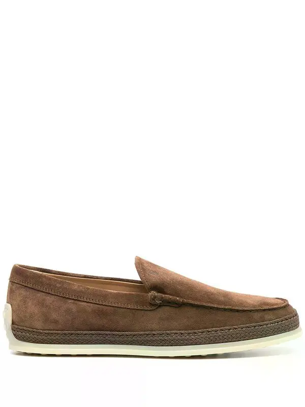 TOD'S Leather Espadrille Detail Loafers