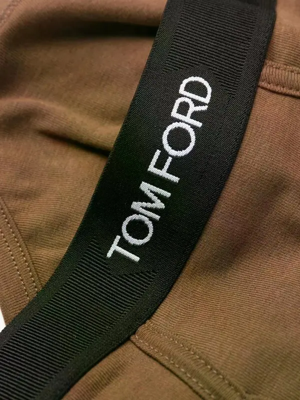 TOM FORD Logo-waistband Stretch-cotton Briefs - Brown