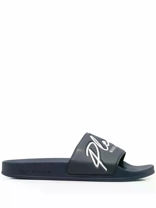 Philipp Plein Embossed Logo Slides - Blue