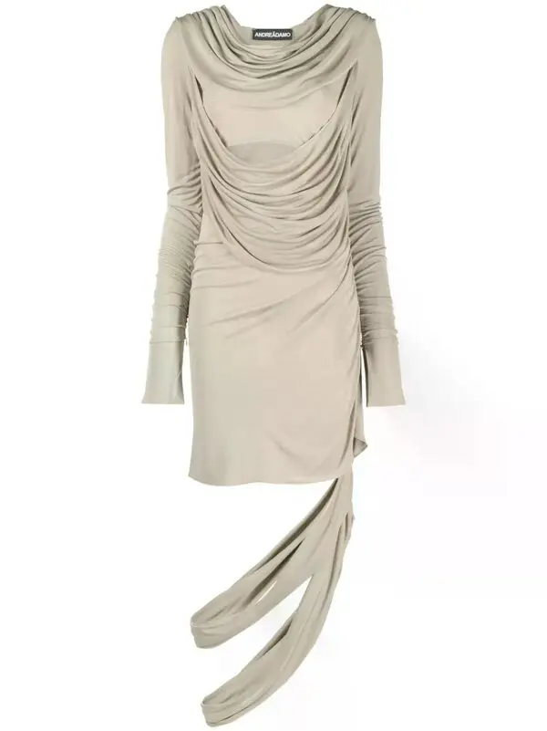 ANDREĀDAMO Draped Cut-out Dress