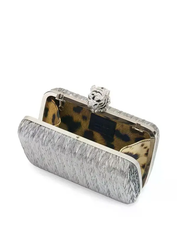 Roberto Cavalli Embellished Tiger Head Clutch Bag