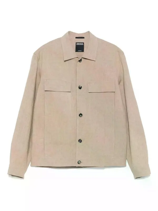 Zegna Leather Shirt Jacket - Neutrals