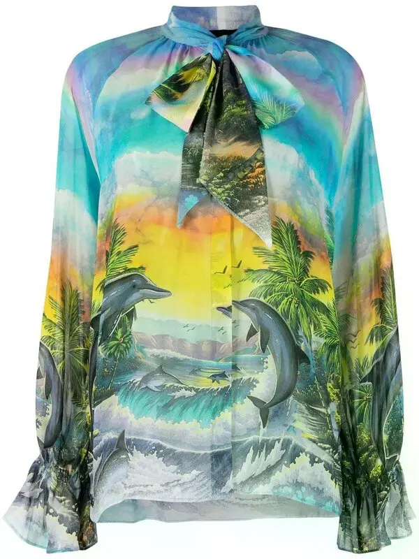 Philipp Plein Hawaii Print Chiffon Shirt