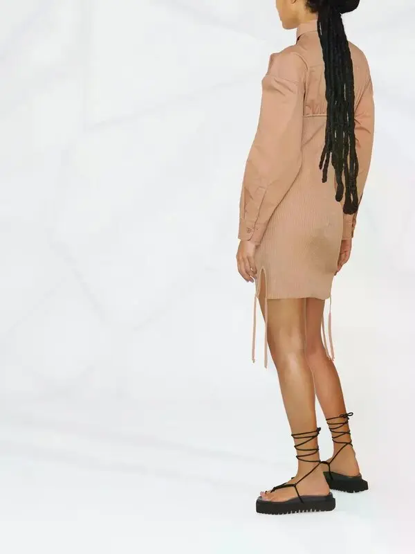 ANDREĀDAMO Ribbed Mini Shirt Dress
